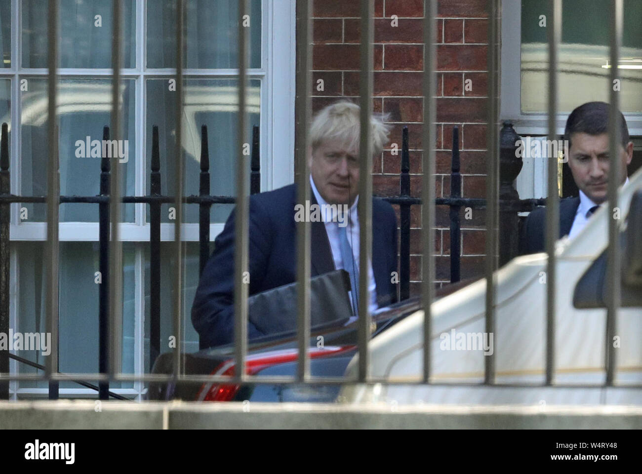 New Prime Minister Boris Johnson leaves from the rear of 10 Downing ...