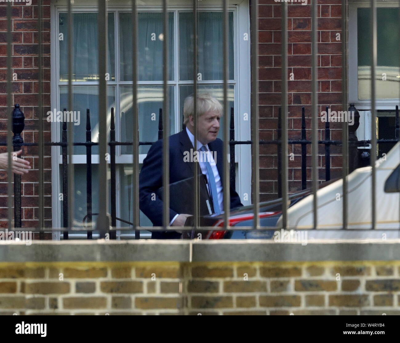 New Prime Minister Boris Johnson leaves from the rear of 10 Downing ...