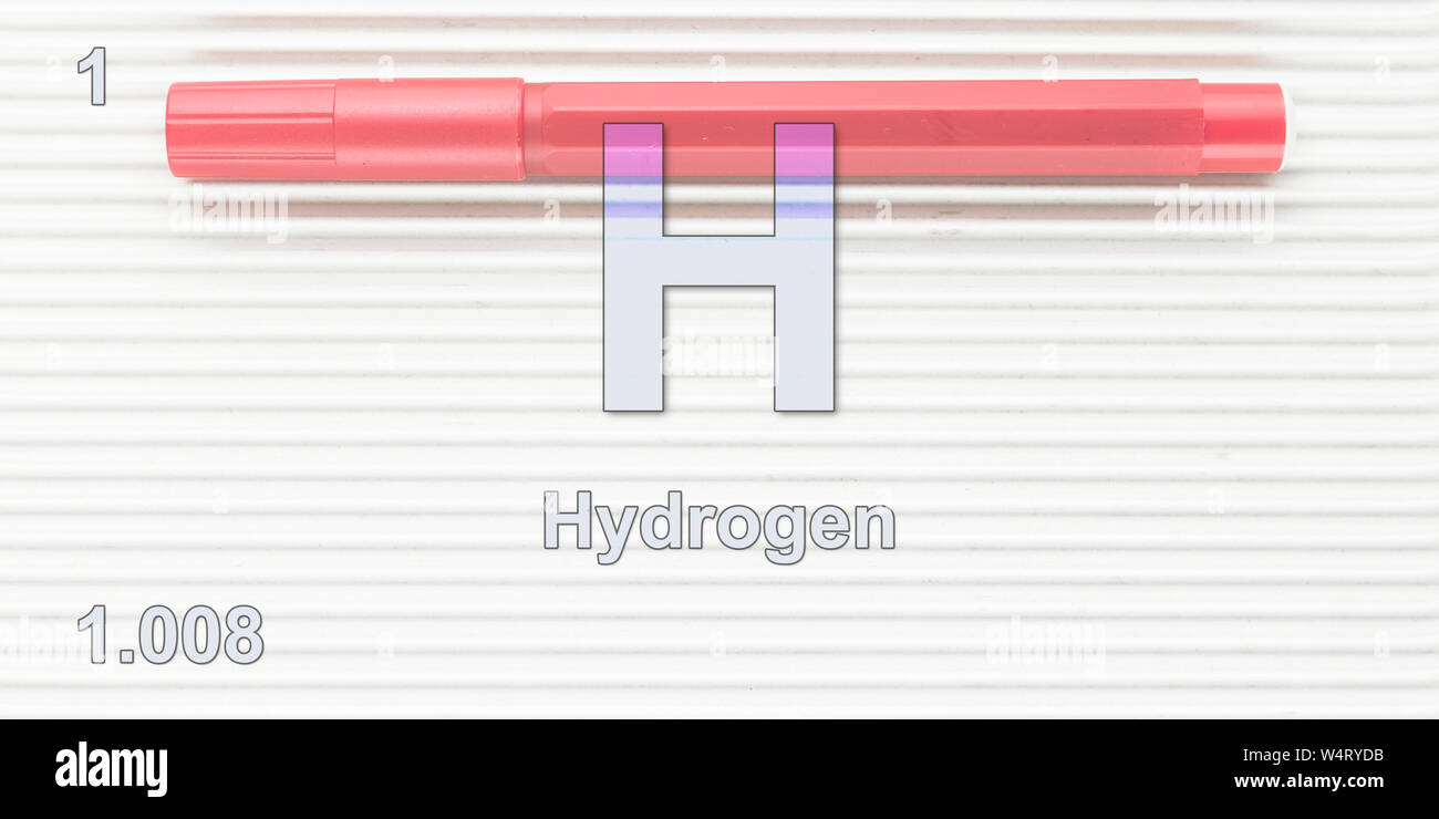 Hydrogen chemical element atomic data and symbol illustration backdrop ...