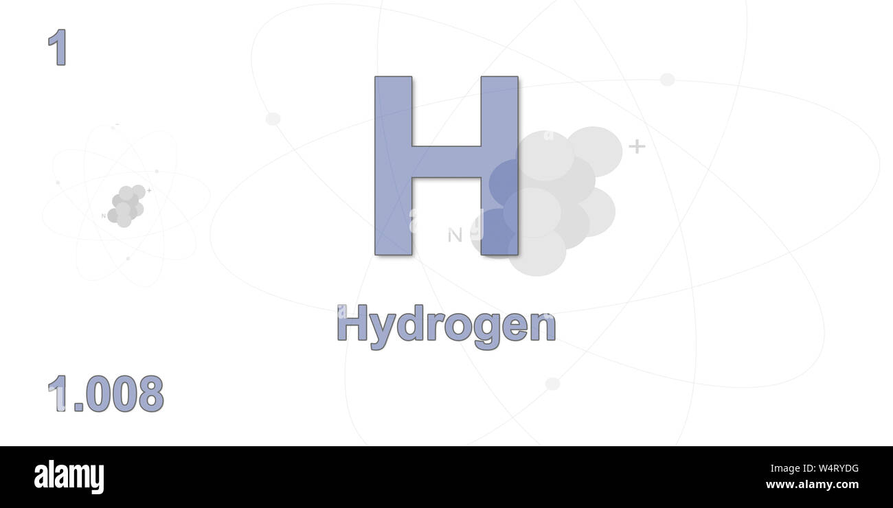 Hydrogen chemical element atomic data and symbol illustration backdrop ...