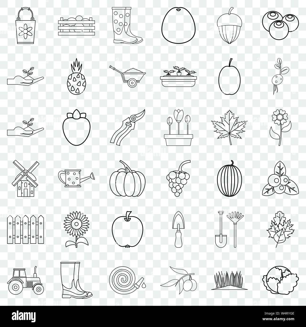 Harvest icons set, outline style Stock Vector Image & Art - Alamy