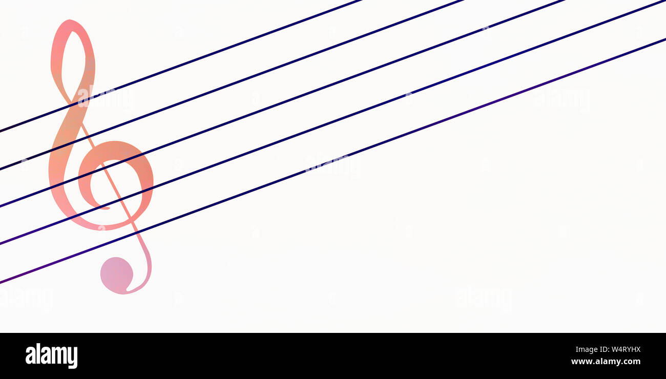 treble clef with stave on a white background Stock Photo - Alamy