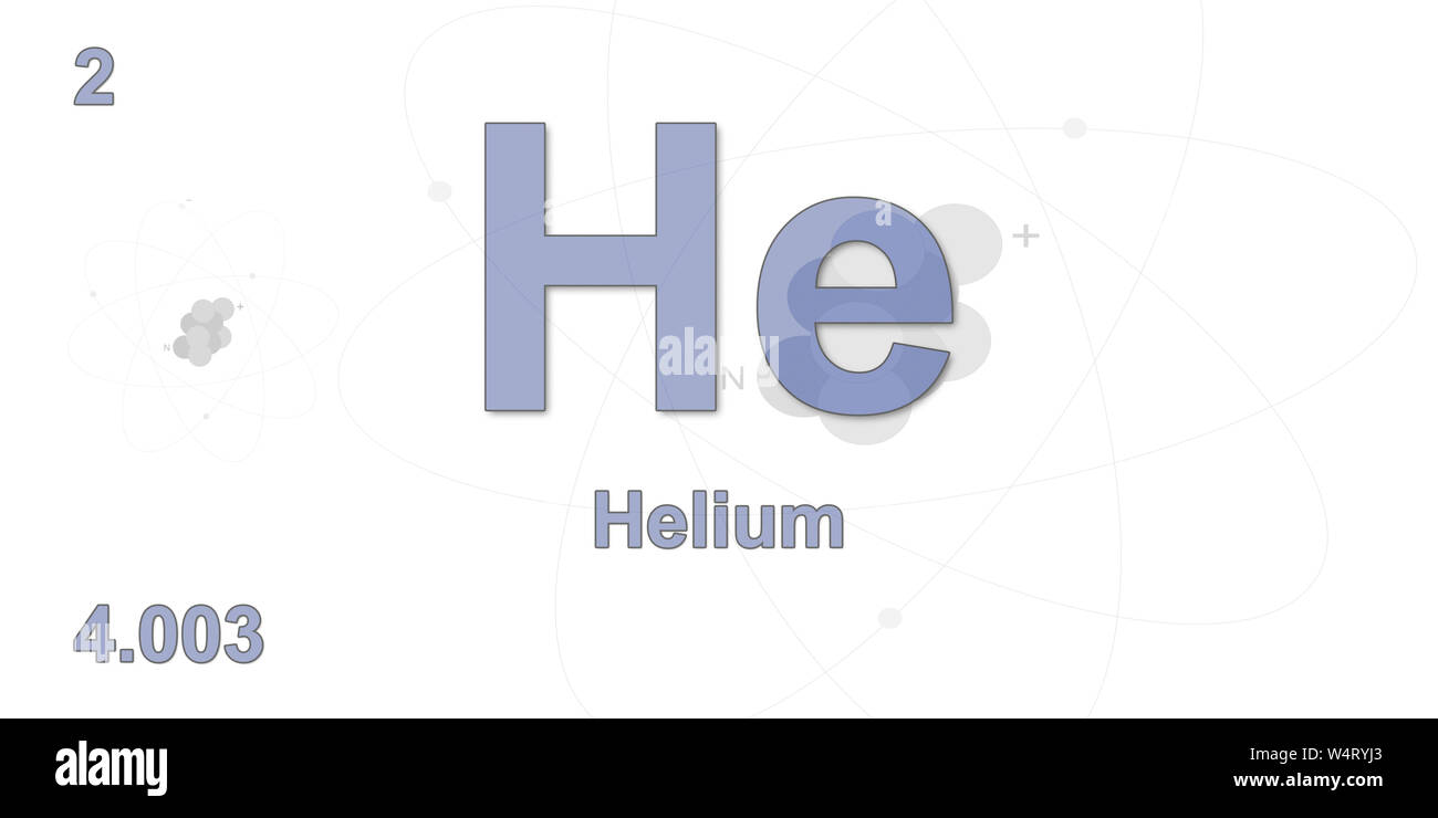 Helium chemical element atomic data and symbol illustration backdrop ...