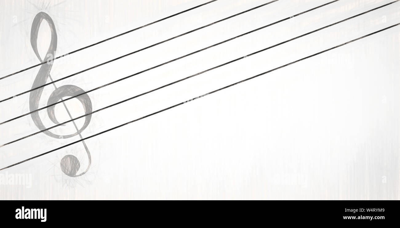 treble clef with stave on a white background Stock Photo - Alamy