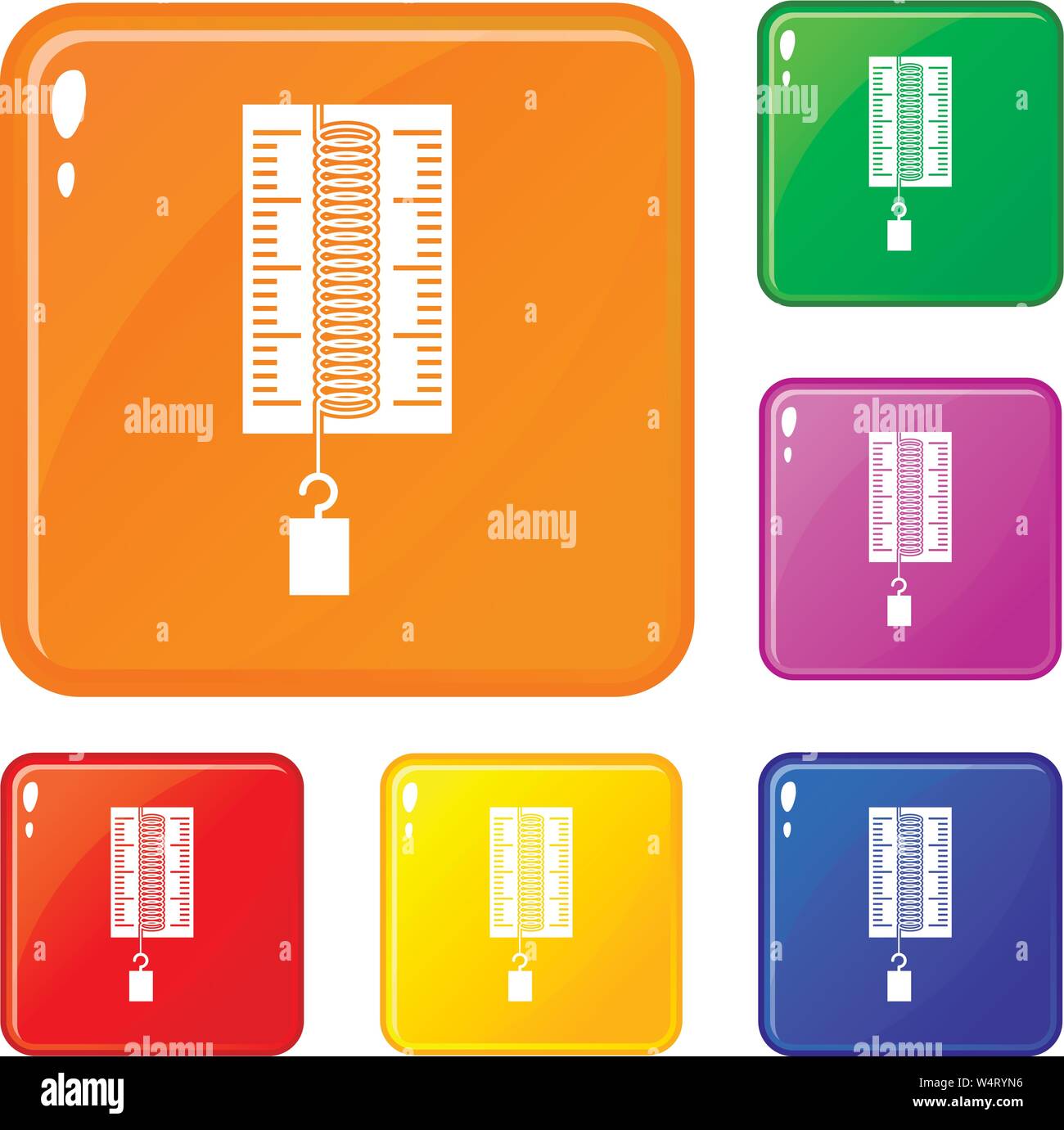 Physics dynamometer for laboratory work icons set vector color Stock ...