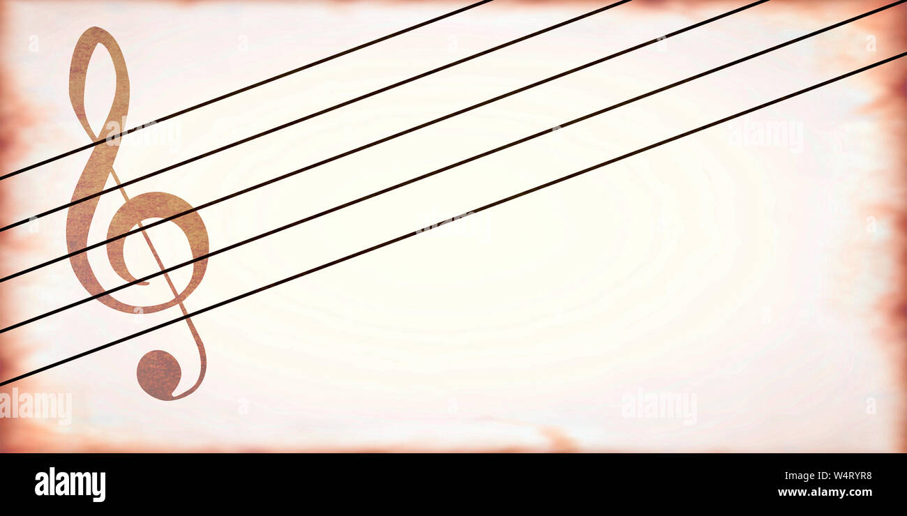 treble clef with stave on a white background Stock Photo - Alamy