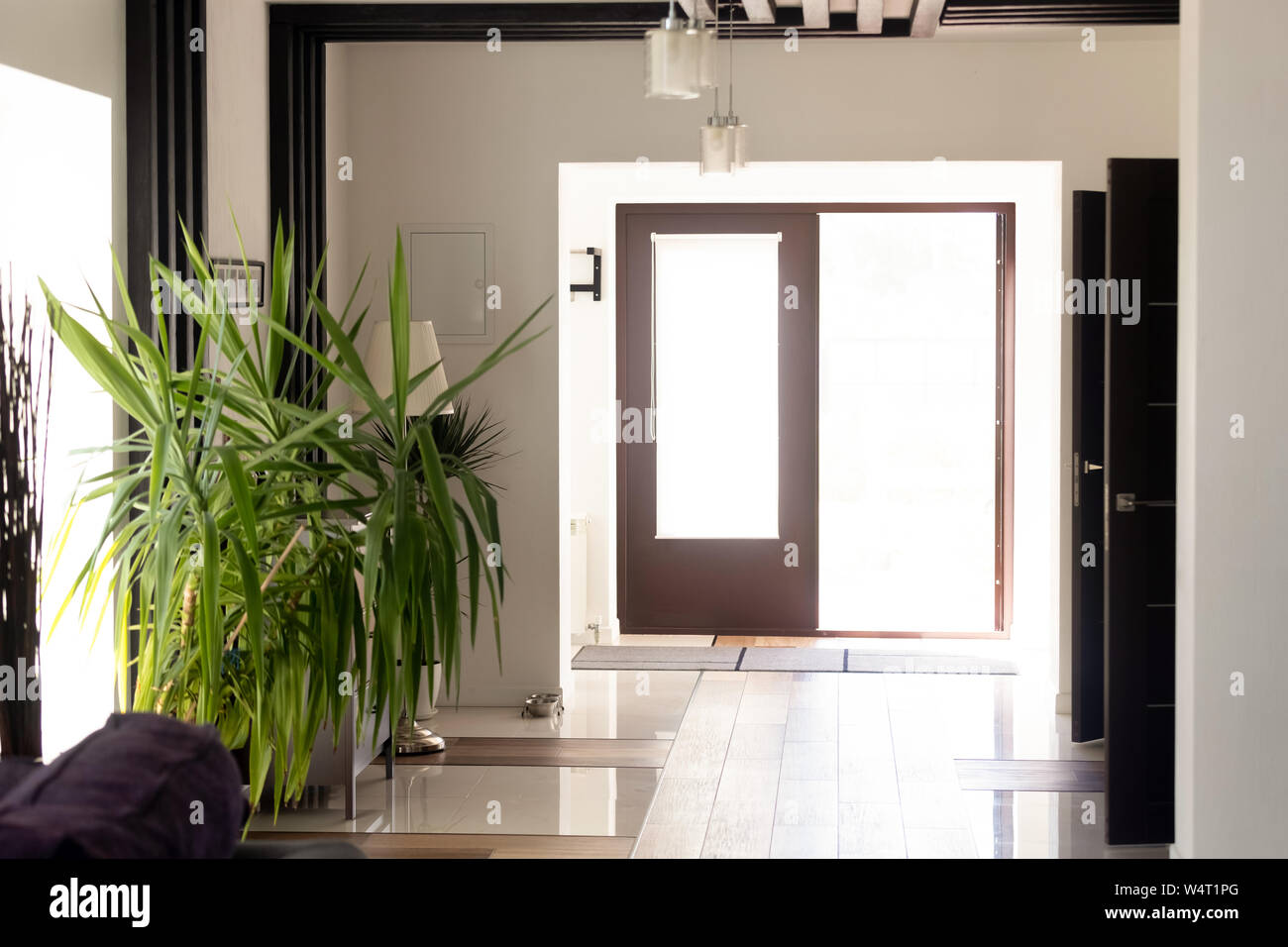 Opened door of modern luxury home waiting for new owners Stock Photo ...