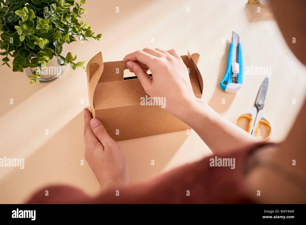 Making a gift box. DIY concept. Step-by-step photo instruction Stock ...