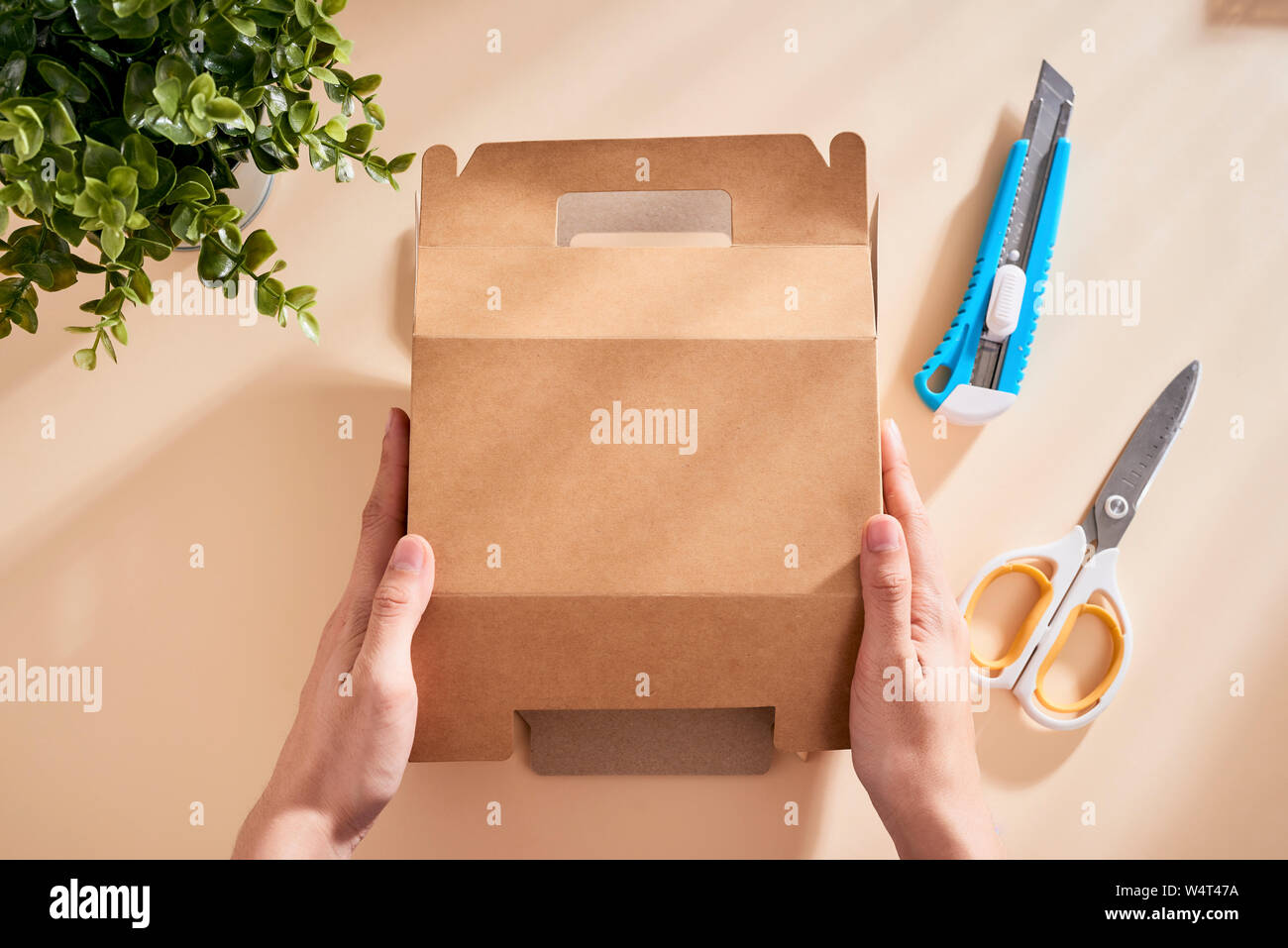 Making a gift box. DIY concept. Step-by-step photo instruction Stock ...