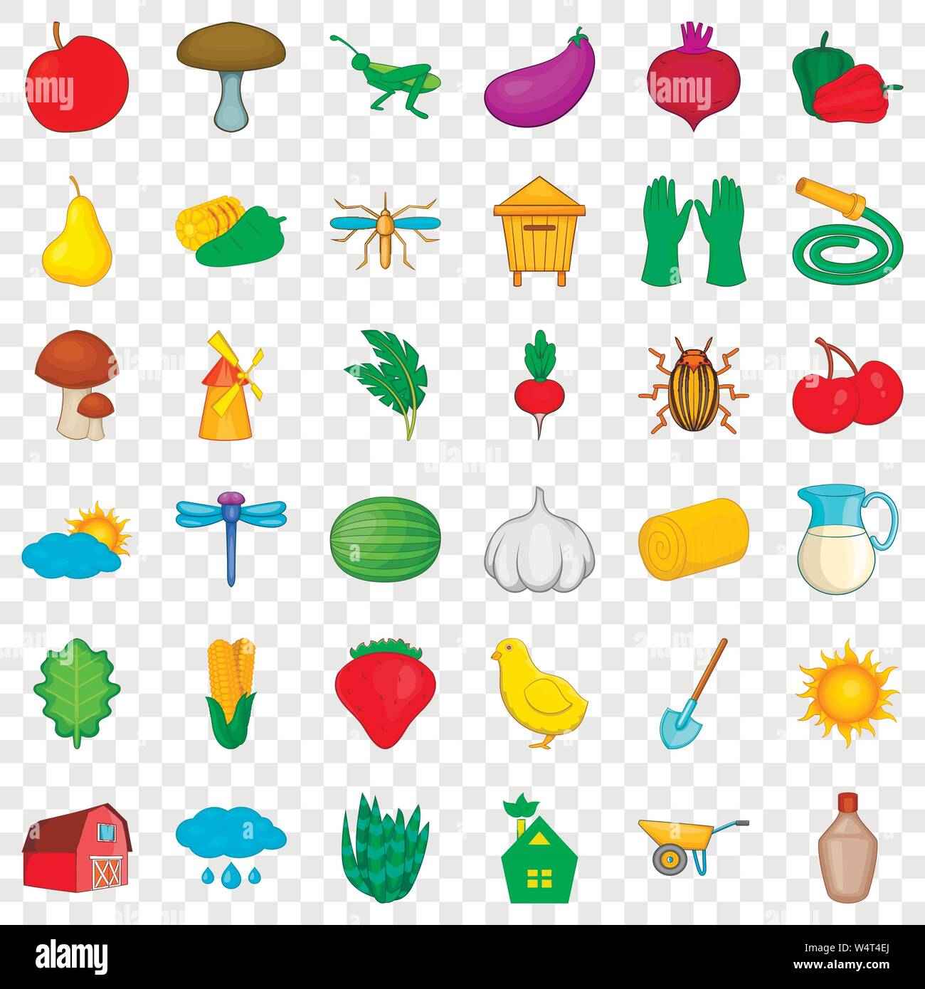 Green grass icons set, cartoon style Stock Vector Image & Art - Alamy