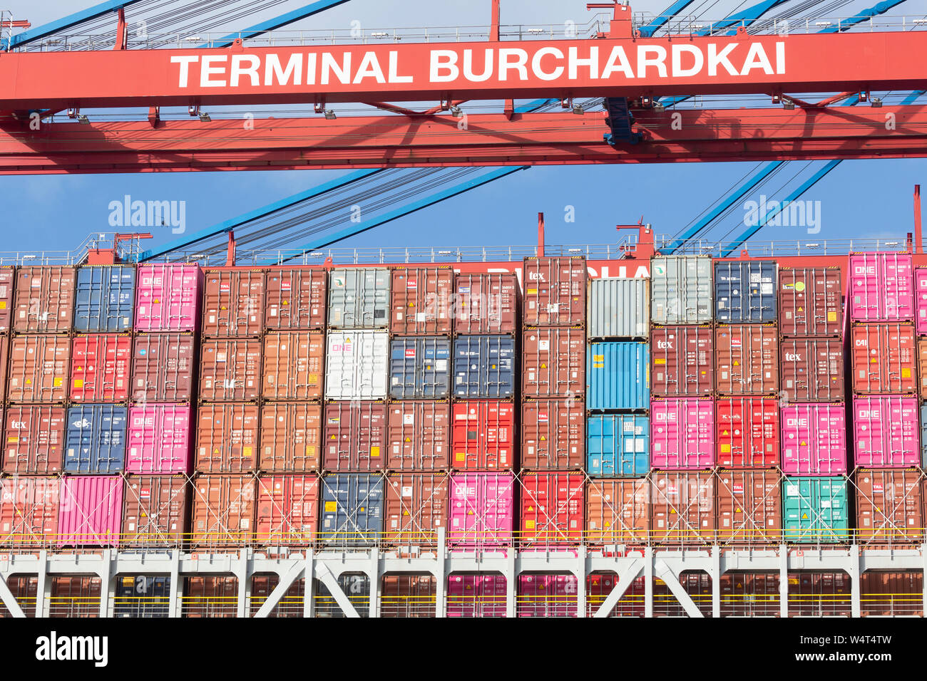 Rows of containers on a ship Stock Photo - Alamy