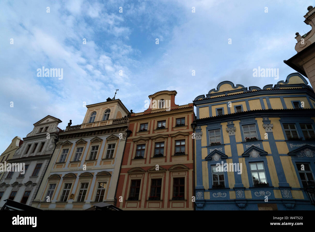 Prague old square clock tower at sunset Stock Photo - Alamy