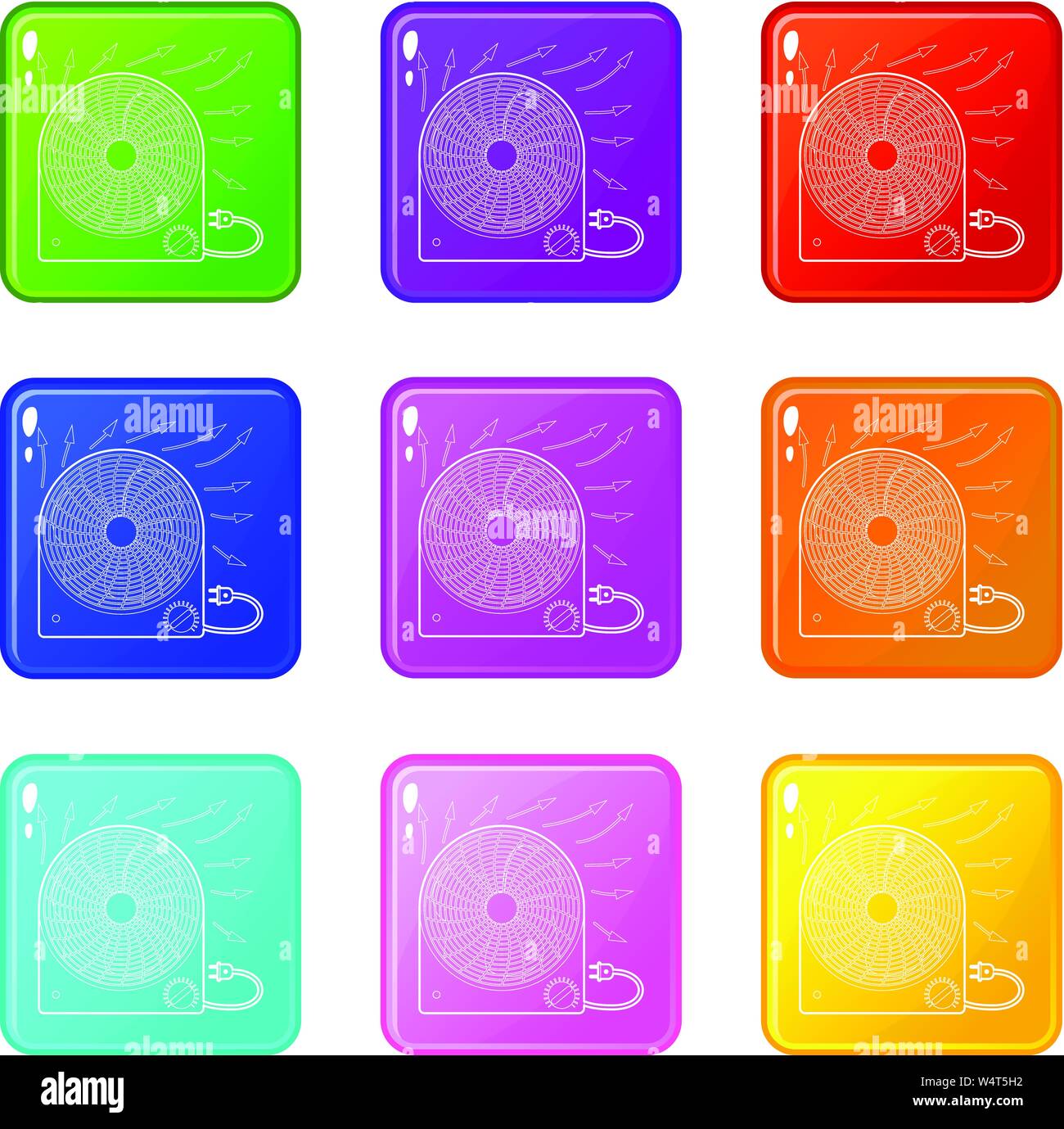 Fan heater icons set 9 color collection Stock Vector Image & Art - Alamy