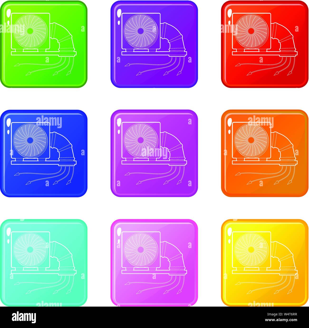 System fan and pipe icons set 9 color collection Stock Vector Image ...