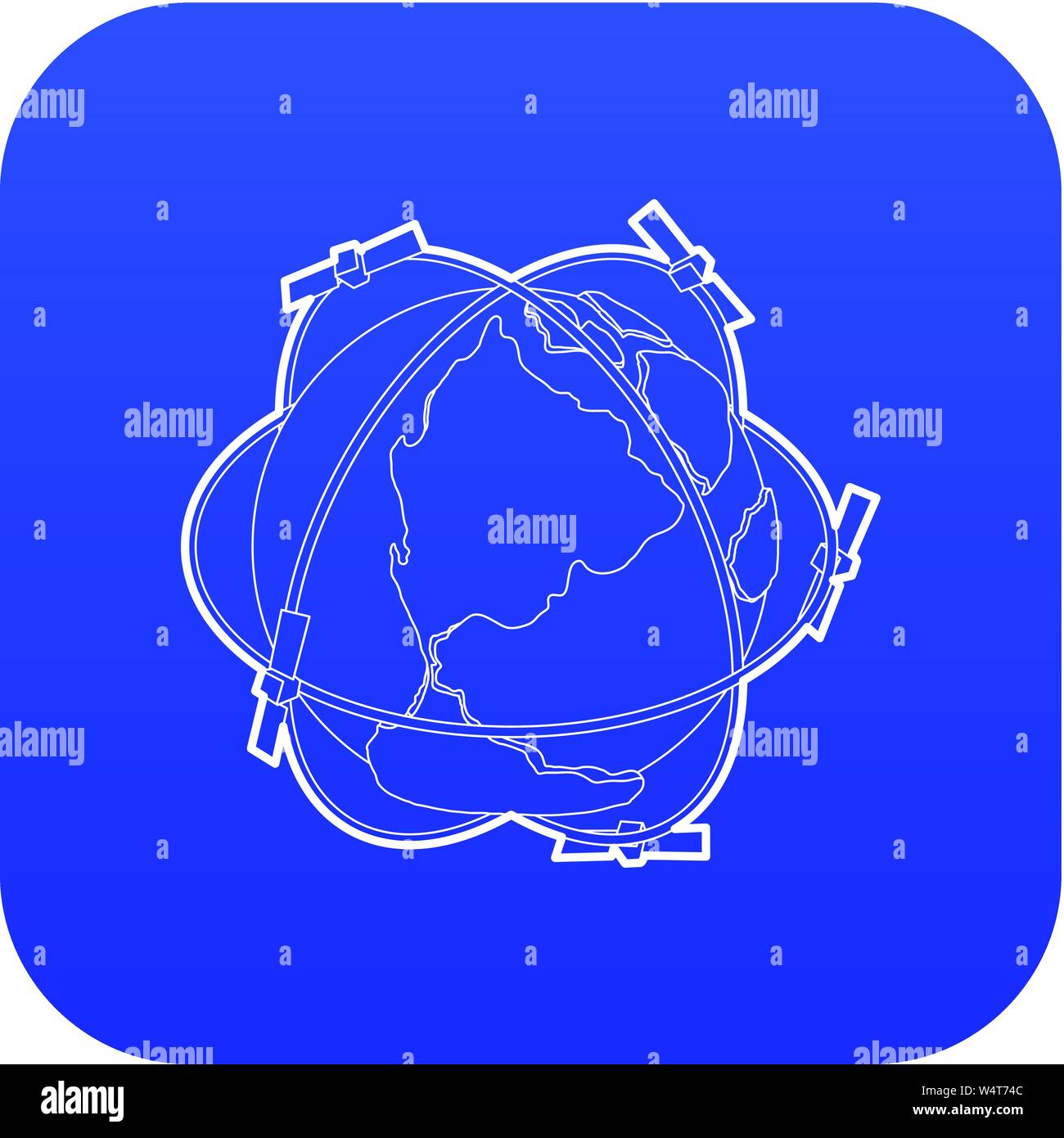 Satellite system around Earth icon blue vector Stock Vector Image & Art ...