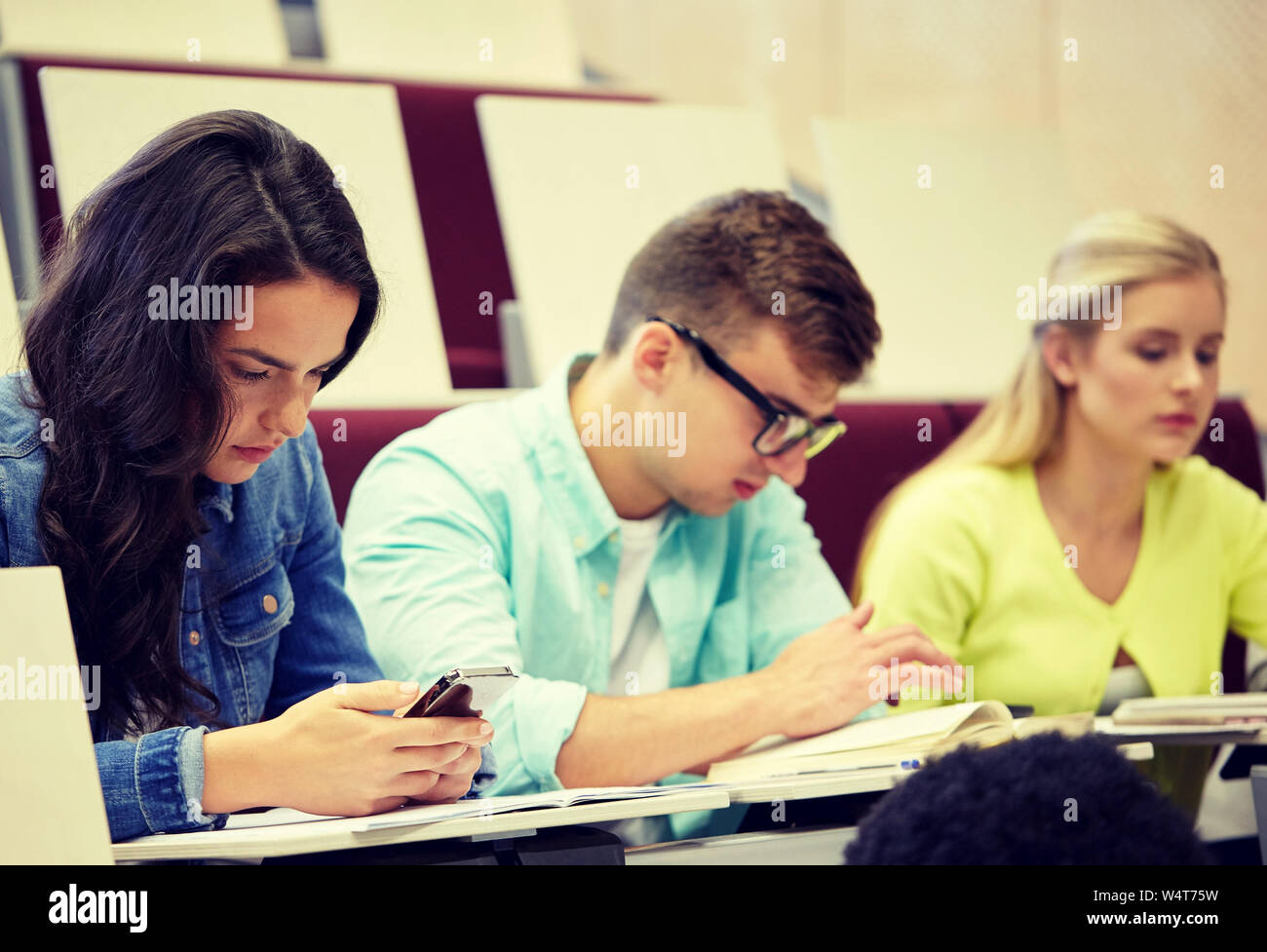 group of students with smartphone at lecture Stock Photo - Alamy