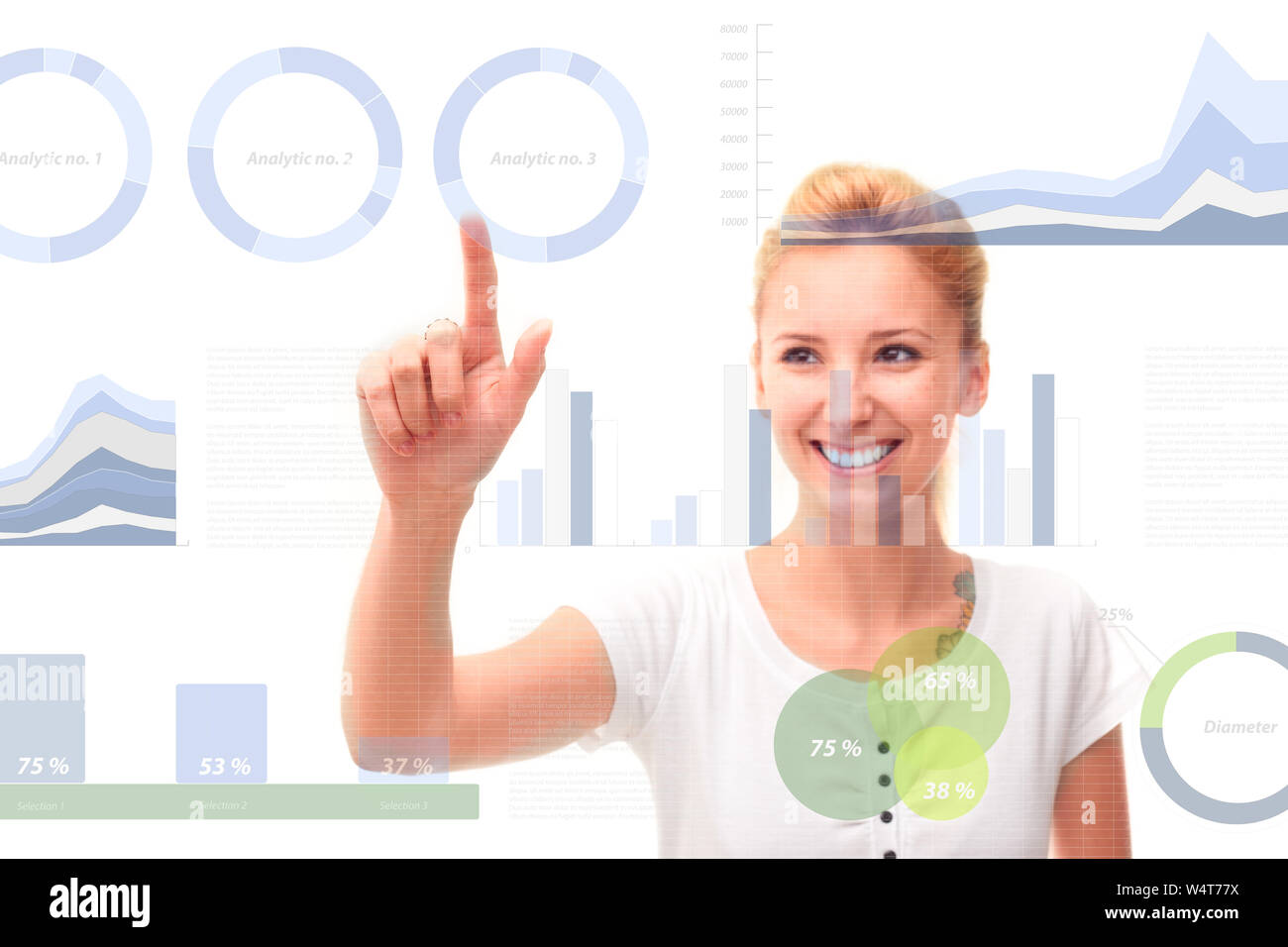 Woman touching financial analysis hi-res stock photography and images ...