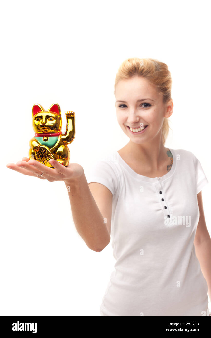 Woman lucky cat hi-res stock photography and images - Alamy