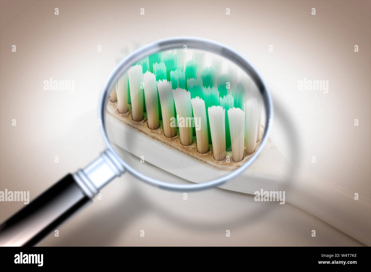 Old dirty and unhygienic toothbrush - Concept image seen through a ...