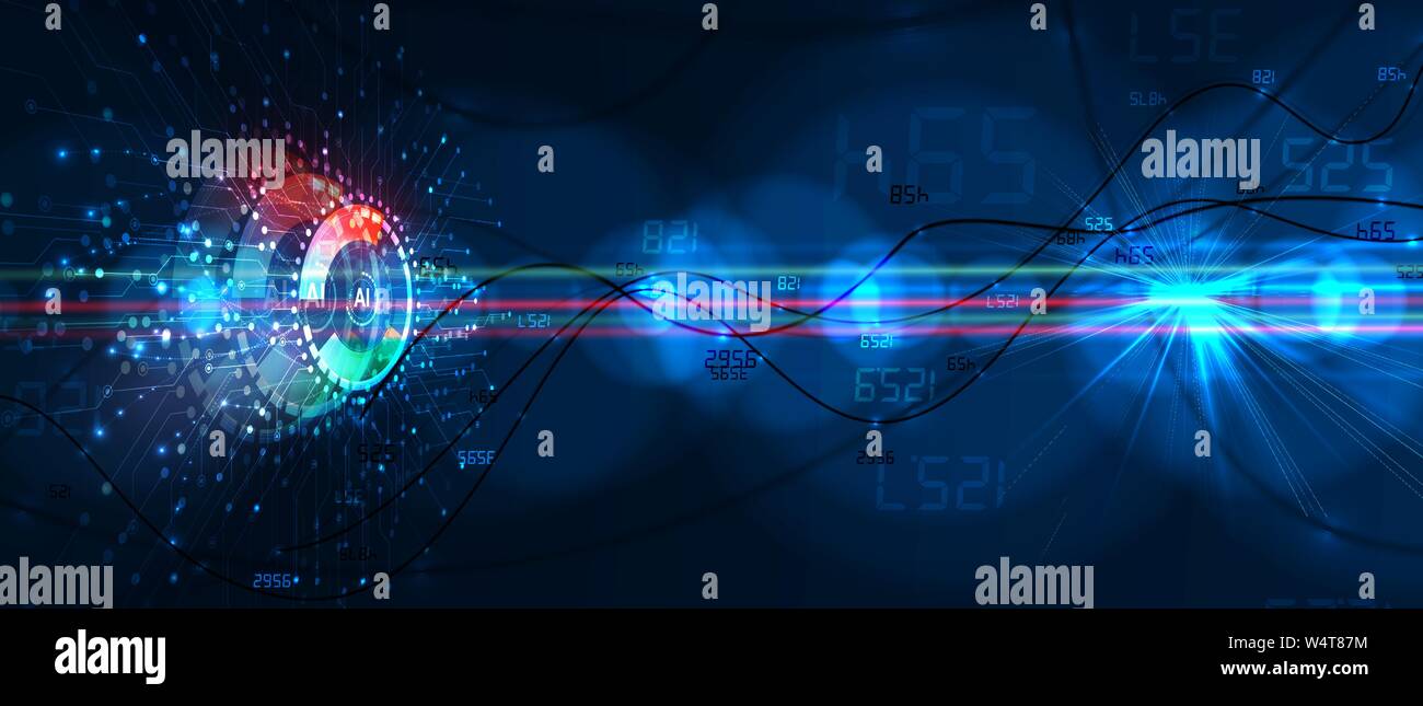 Abstract Artificial intelligence. Technology web background. Virtual ...