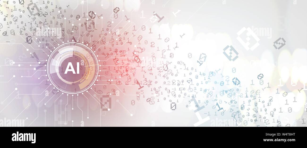 Abstract Artificial intelligence. Technology web background. Virtual ...