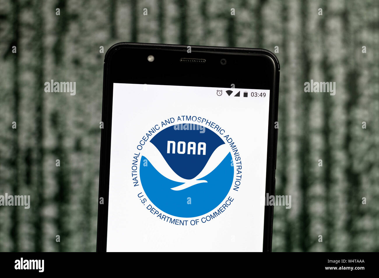 July 24, 2019, Brazil: In this photo illustration a National Oceanic ...