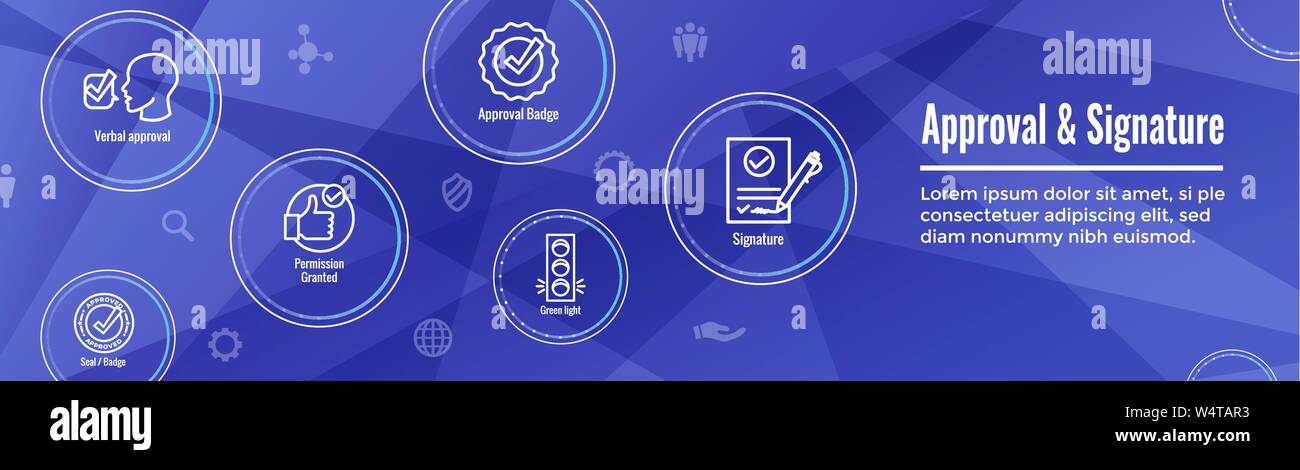 Approval and Signature Icon Set & Web Header Banner Stock Vector Image ...