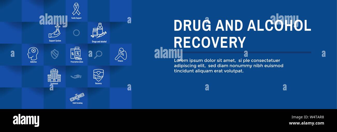 Drug & Alcohol Dependency Icon Set and Web Header Banner Stock Vector ...