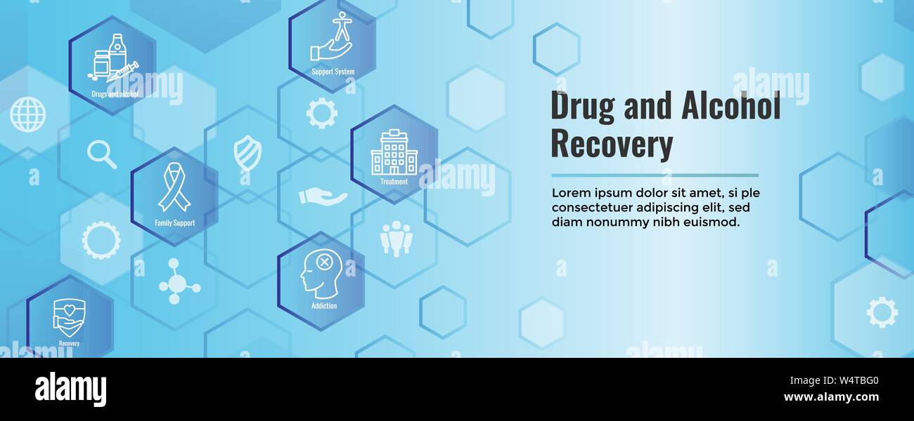 Drug & Alcohol Dependency Icon Set and Web Header Banner Stock Vector ...