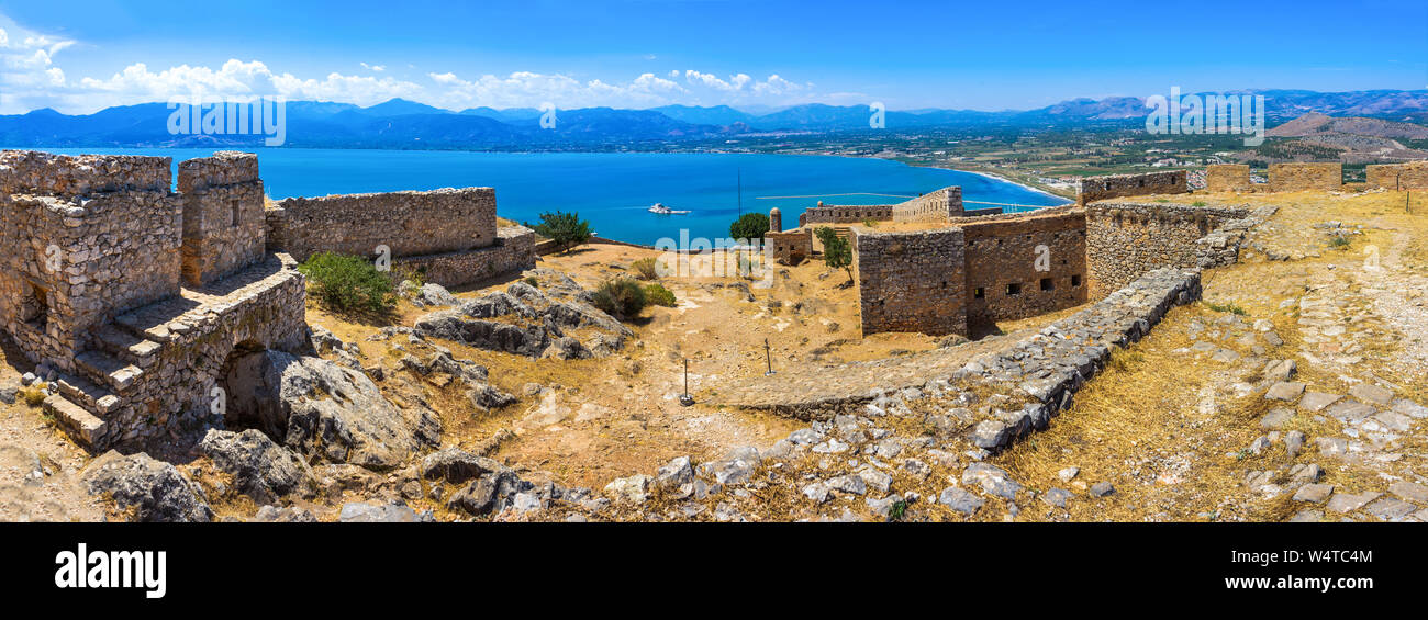 Palamidi castle on the hill above Nafplio city in Greece, Europe Stock ...