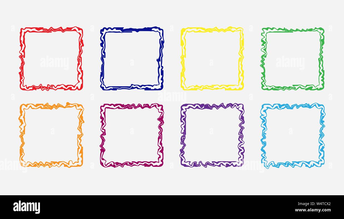 Set of colored curly square frames, flat simple design Stock Vector ...