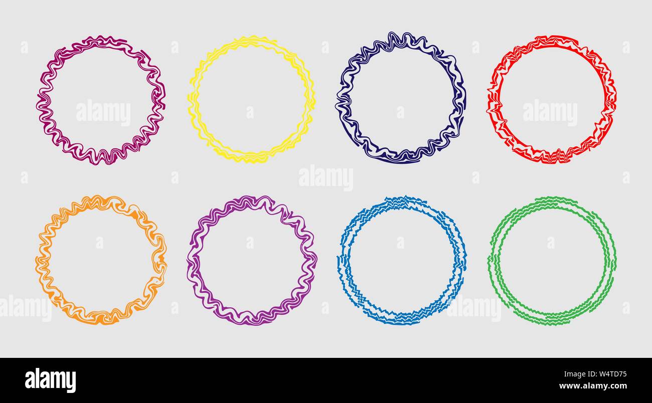 Set of colored curly round frames, flat simple design Stock Vector ...
