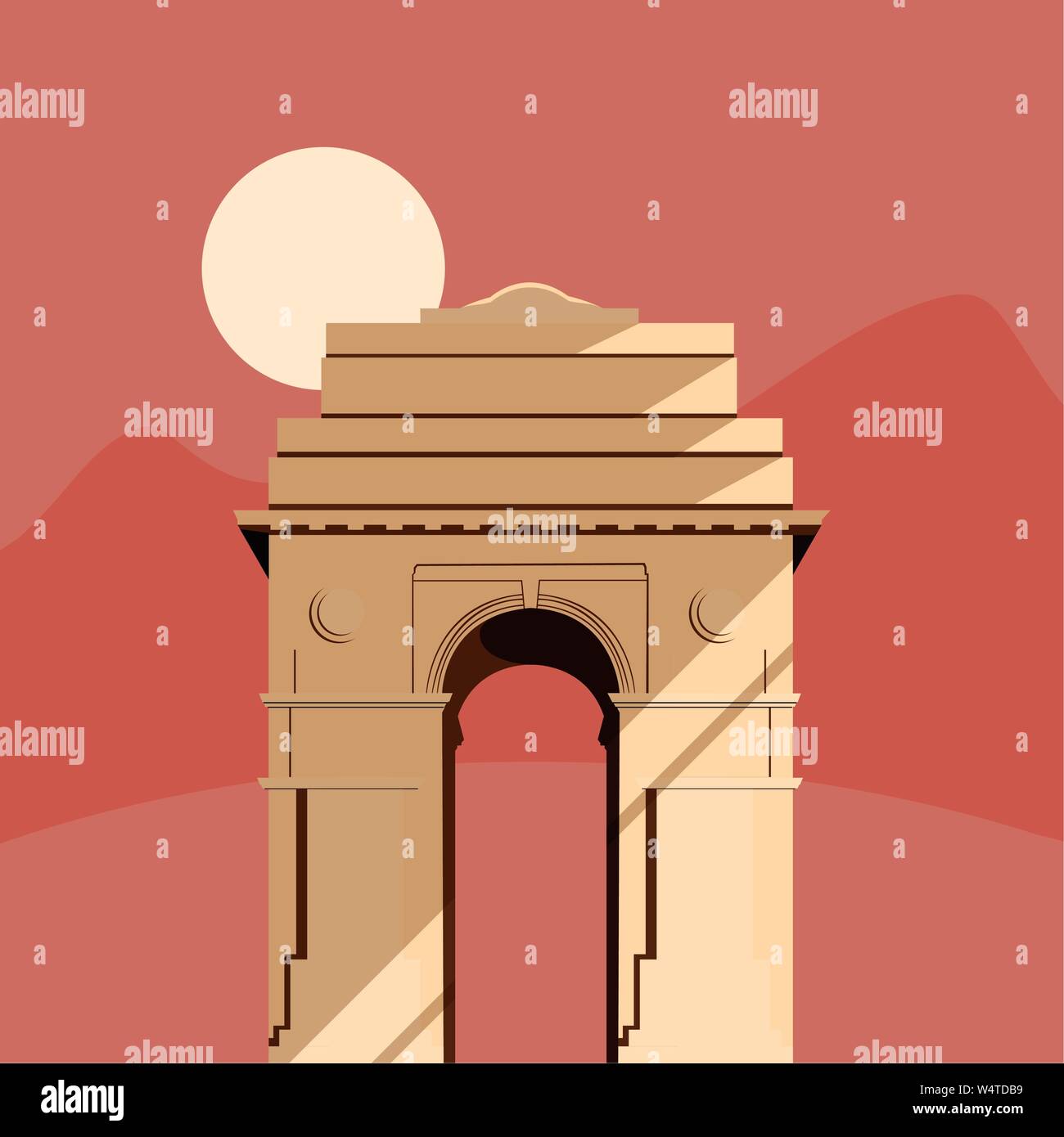 india independence day famous indian monument and landmark vector ...