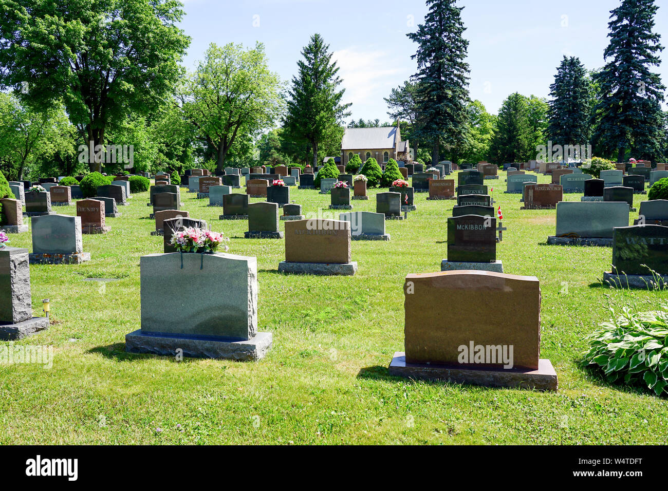 A pictorial country Cemetery near Sherburne, Ontario, Canada with lots ...