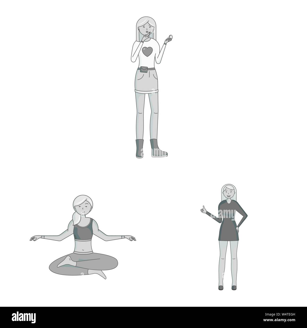 Vector illustration of emotions and female icon. Set of emotions and ...