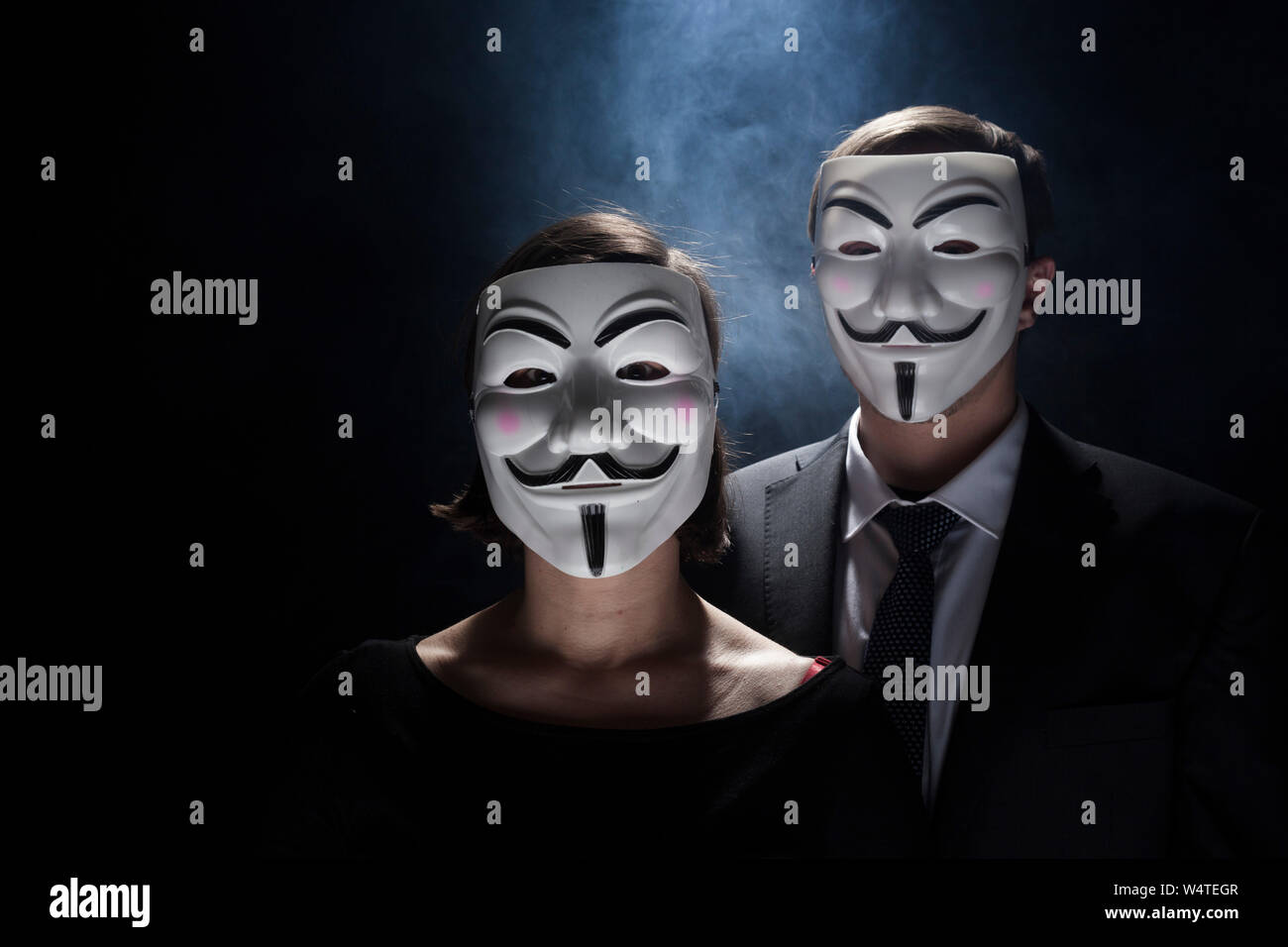 PRAGUE - MARCH 6: two members of anonymous activist hacker group with ...