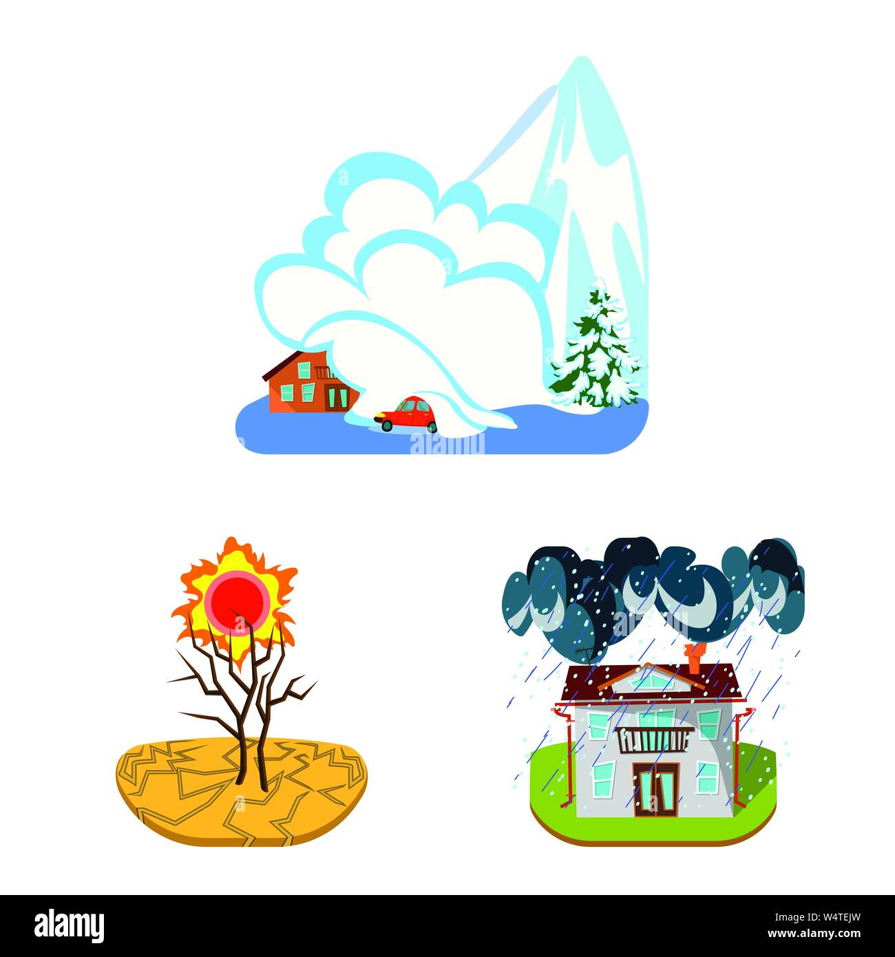 Vector design of cataclysm and disaster symbol. Collection of cataclysm ...