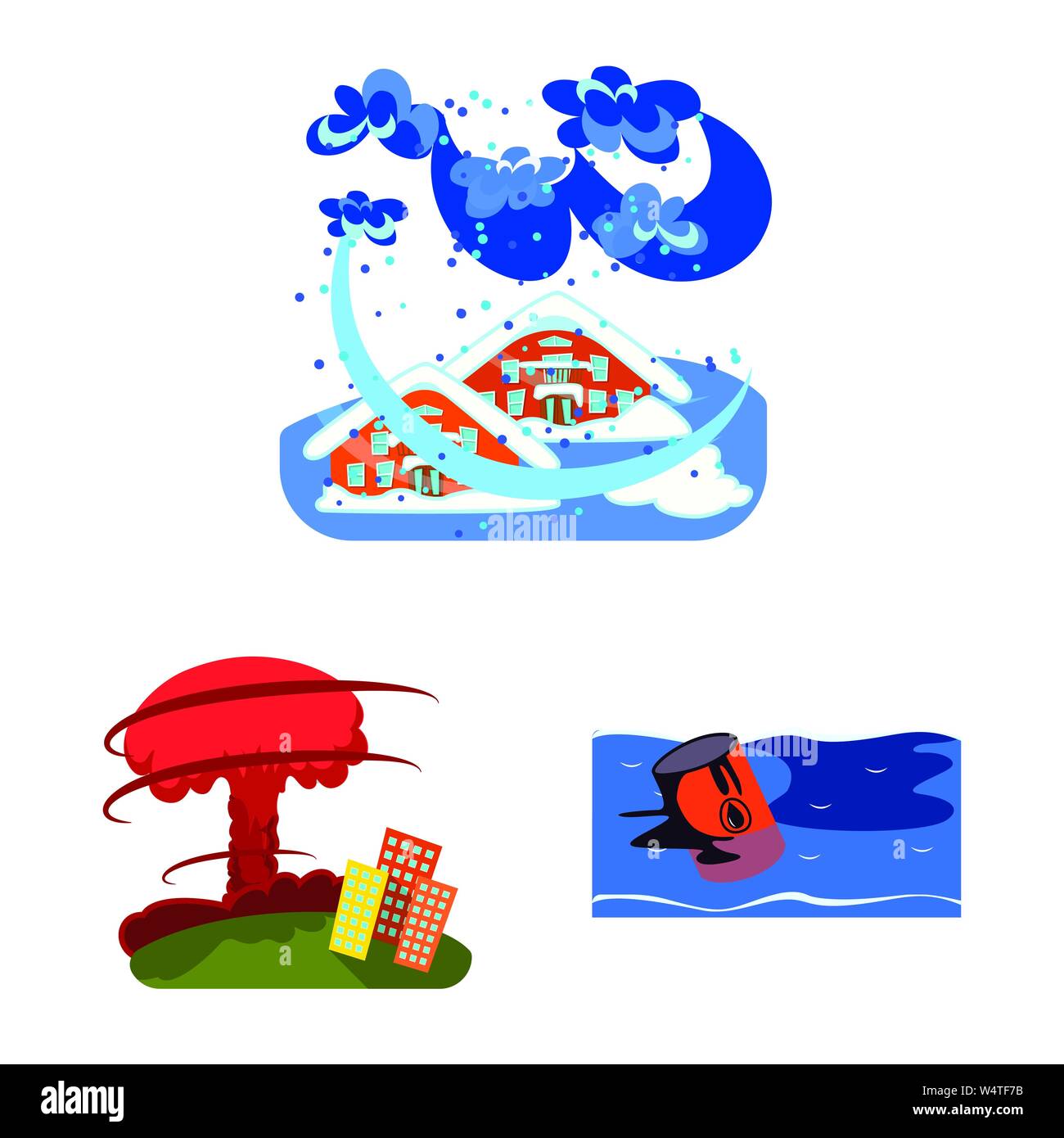 Vector illustration of cataclysm and disaster symbol. Set of cataclysm ...