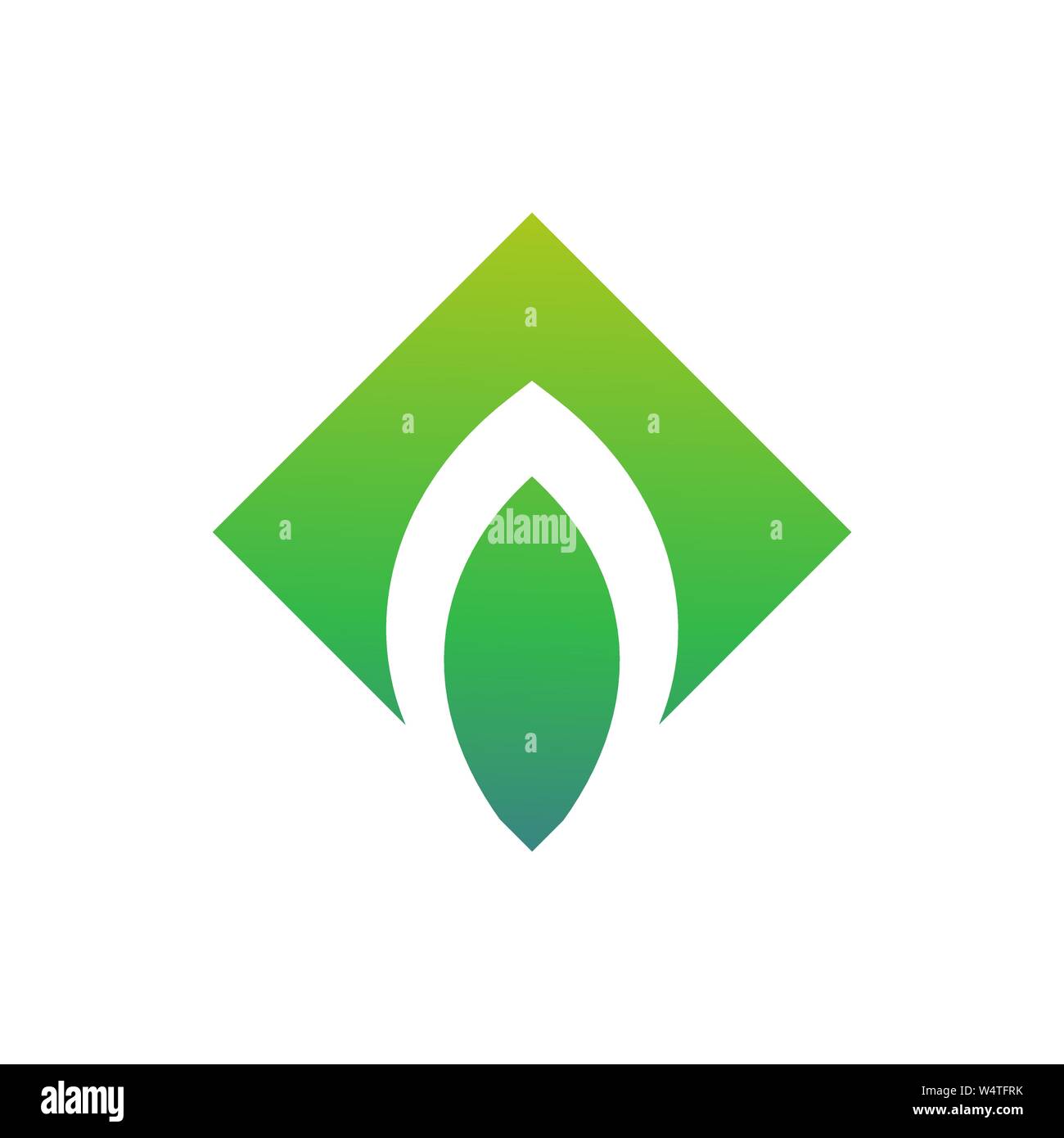 Quadrangle with leaf shape inside. Logo design for brands or labels ...