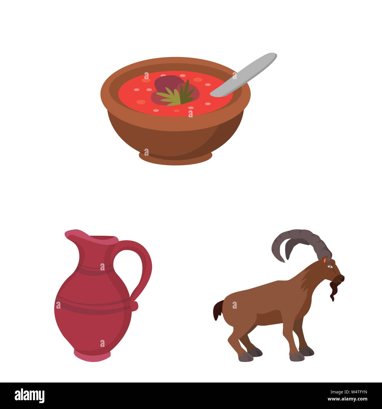 Isolated object of Caucasus and traditions icon. Collection of Caucasus ...