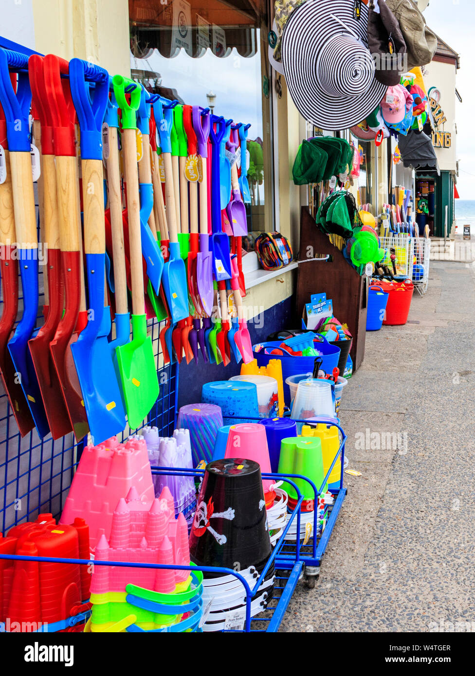 A shop various seaside paraphernalia on the promenade at Westward Ho ...