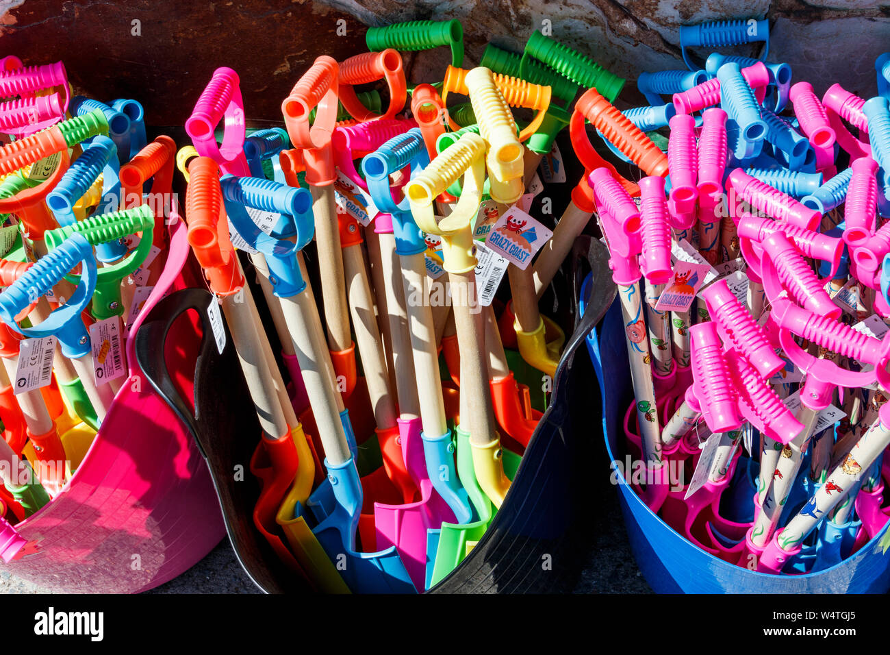 Spades and other seaside paraphernalia on the promenade at Westward Ho ...