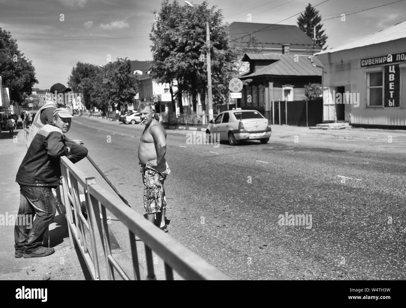 Russia, small town people, smoking man Stock Photo - Alamy
