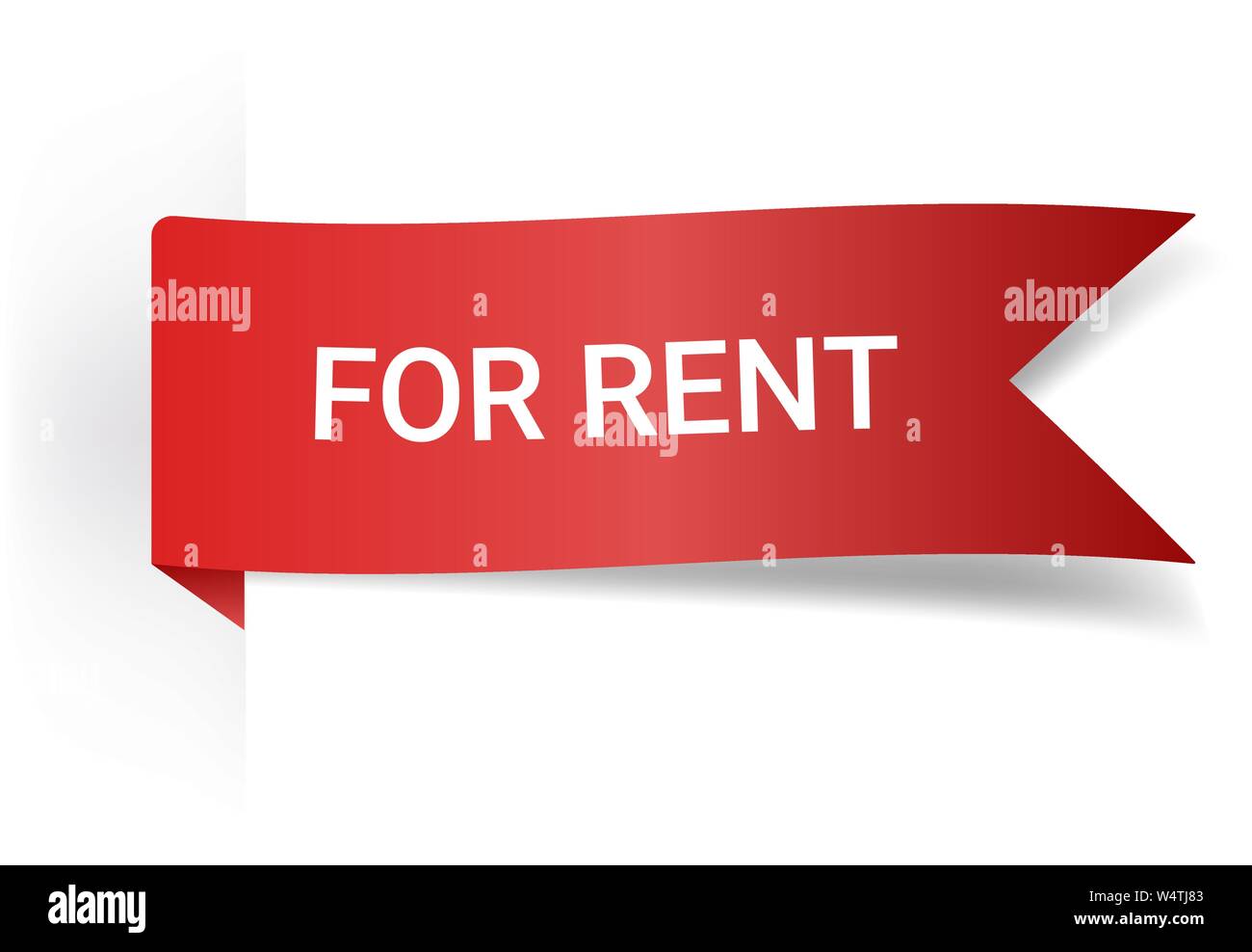 For Rent Realistic Detailed Curved Paper Banner. Ribbons With Space For ...
