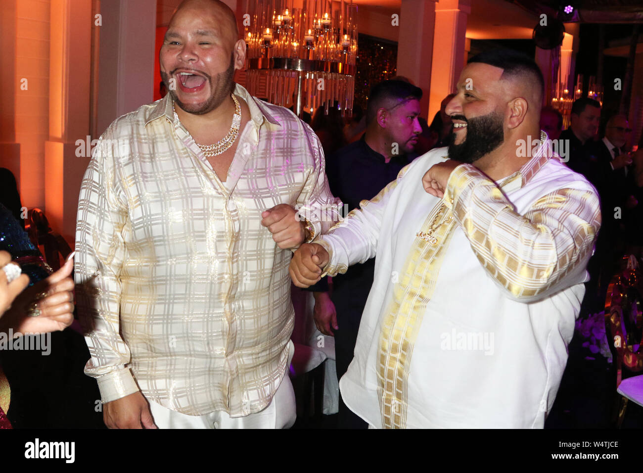 Miami, FL, USA. 24th July, 2019. Fat Joe and DJ Khaled pictured at the ...