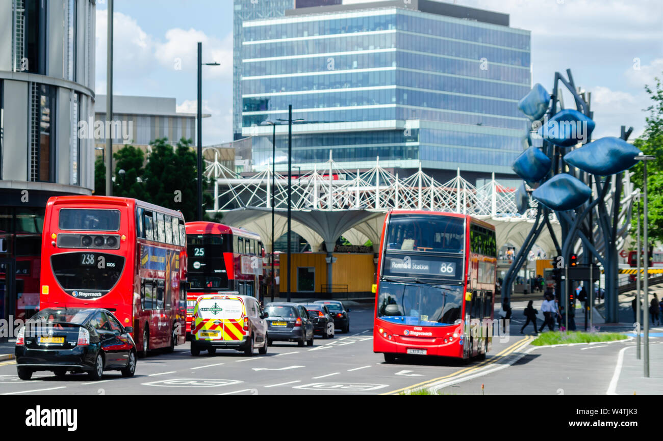 LONDON, UK - MAY 21, 2019 A typical urban transport vehicle driving ...