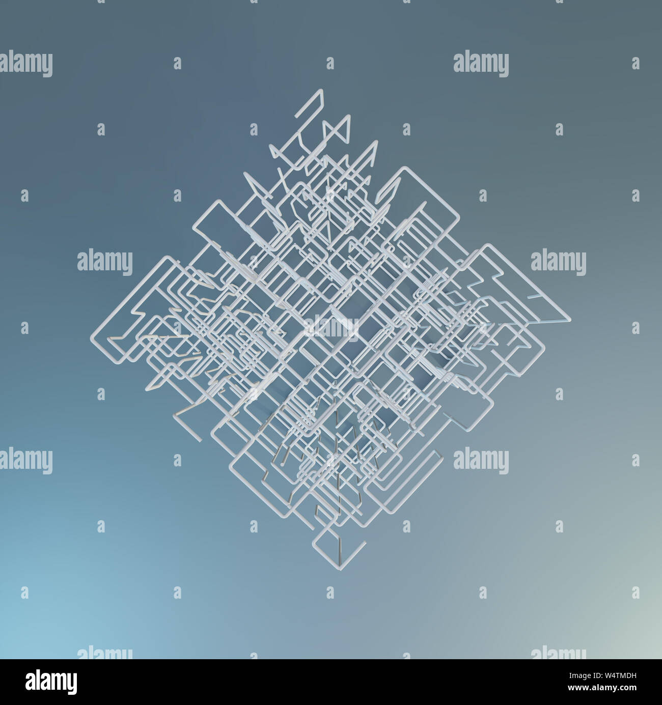 The white maze cube. Square mesh abstract lines. 3d rendering Stock ...