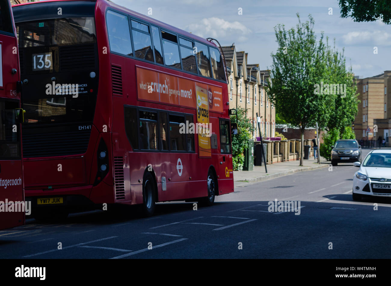 LONDON, UK - MAY 22, 2019 A typical urban transport vehicle driving ...