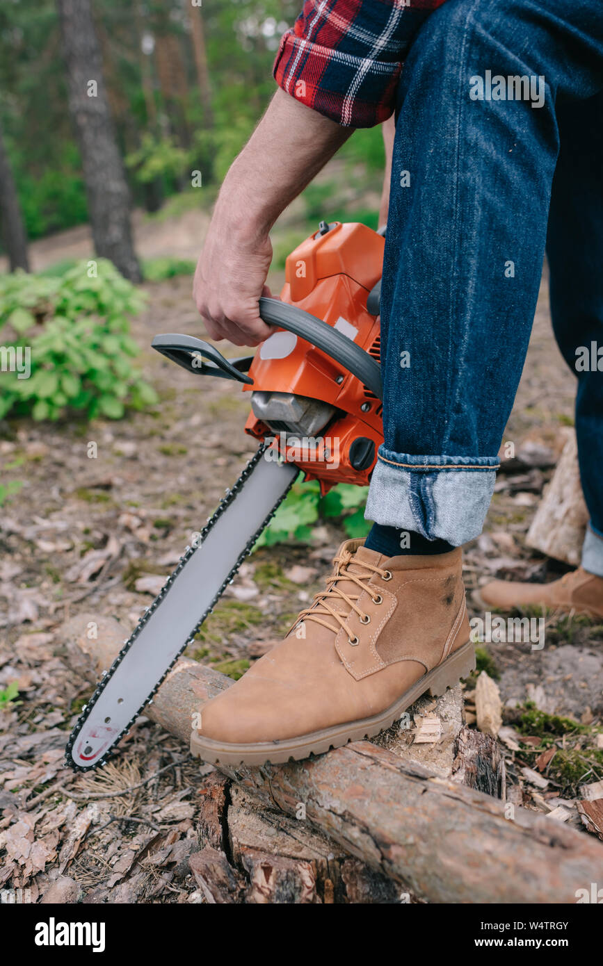 Chainsaw boots hi-res stock photography and images - Alamy