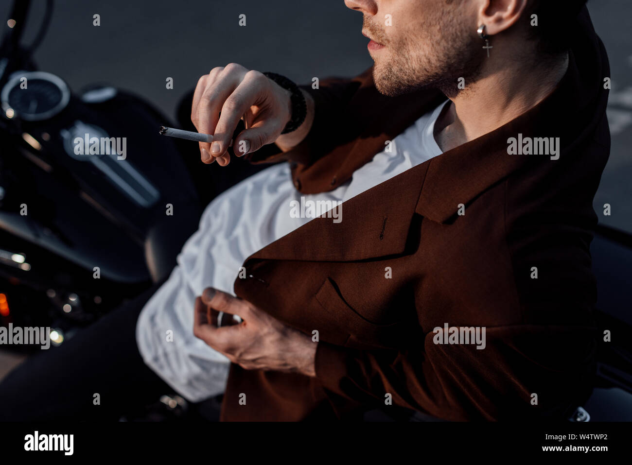 Biker smoking hi-res stock photography and images - Alamy